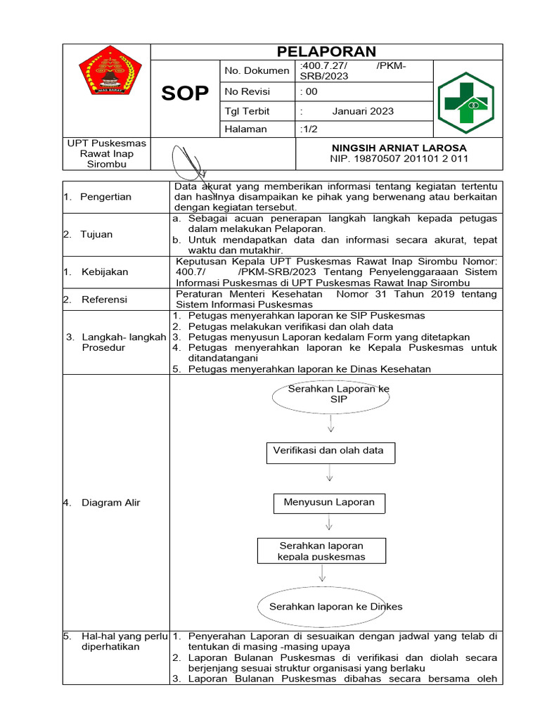Sop Pelaporan | PDF | Pengelolaan Keuangan & Uang | Sains & Matematika
