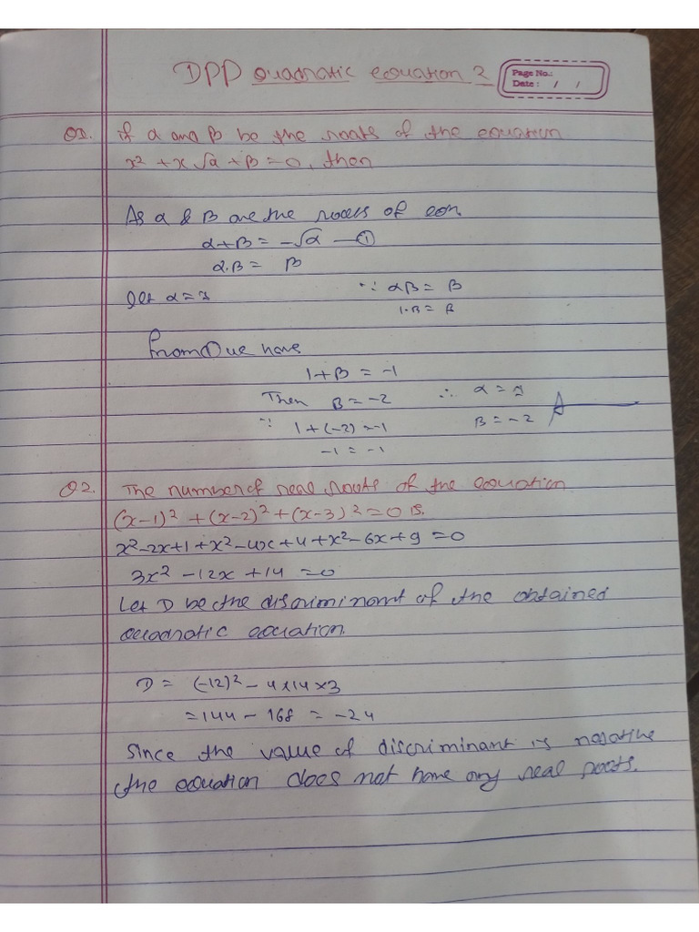 Quadratic Equation DPP 2 Solution | PDF
