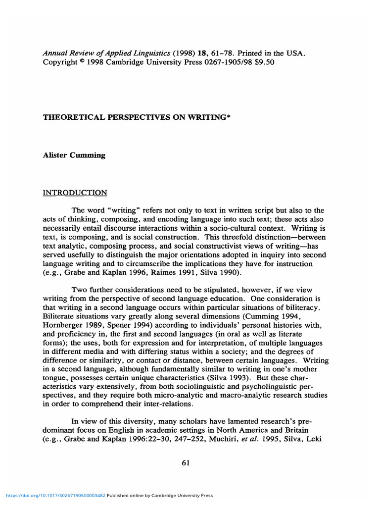 Theoretical Perspectives On Writing | PDF | Second Language Acquisition ...