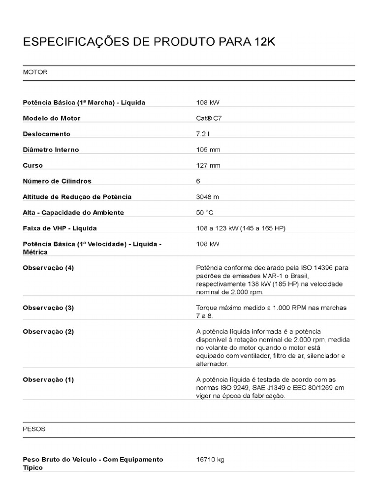 CAT 12K Motoniveladora | PDF