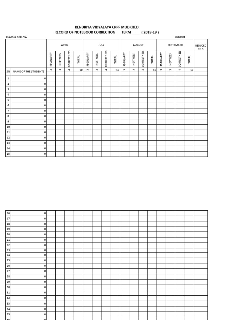 Notebook Correction Record | PDF