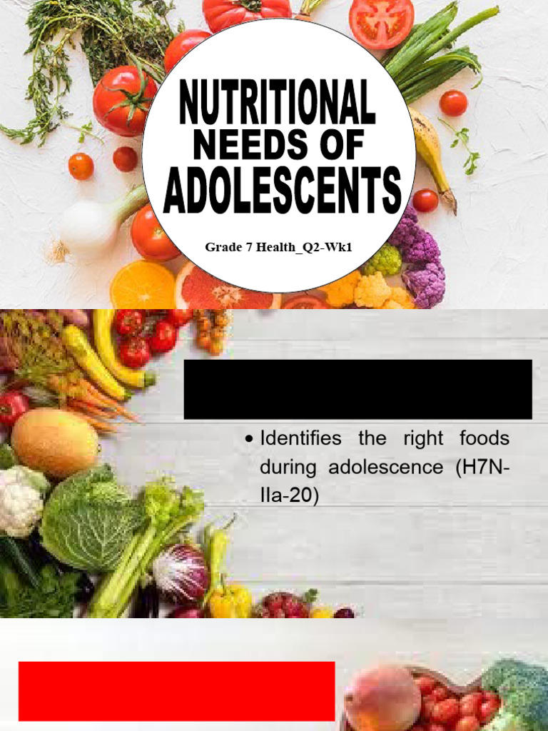 Q2 PPT HEALTH7 Module1 Nutritional Needs of Adolescents | PDF | Healthy ...
