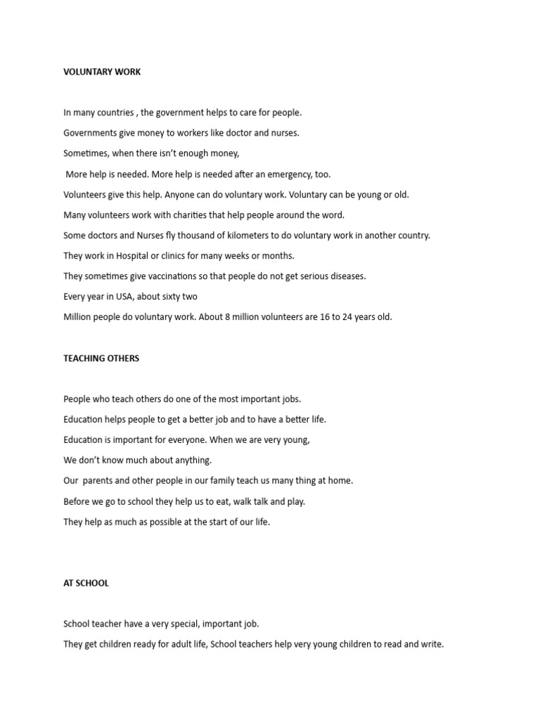 READING AND WRITING | PDF | Schools | Volunteering