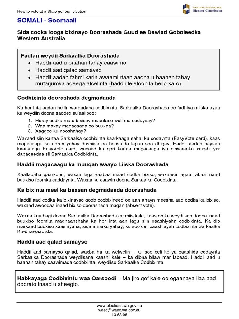 How To Vote Somali | PDF