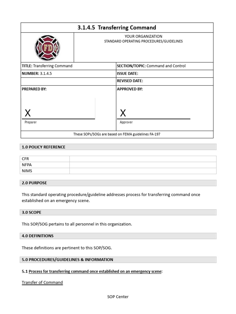 Fire Department - Transfer of Command | PDF | Incident Command System ...