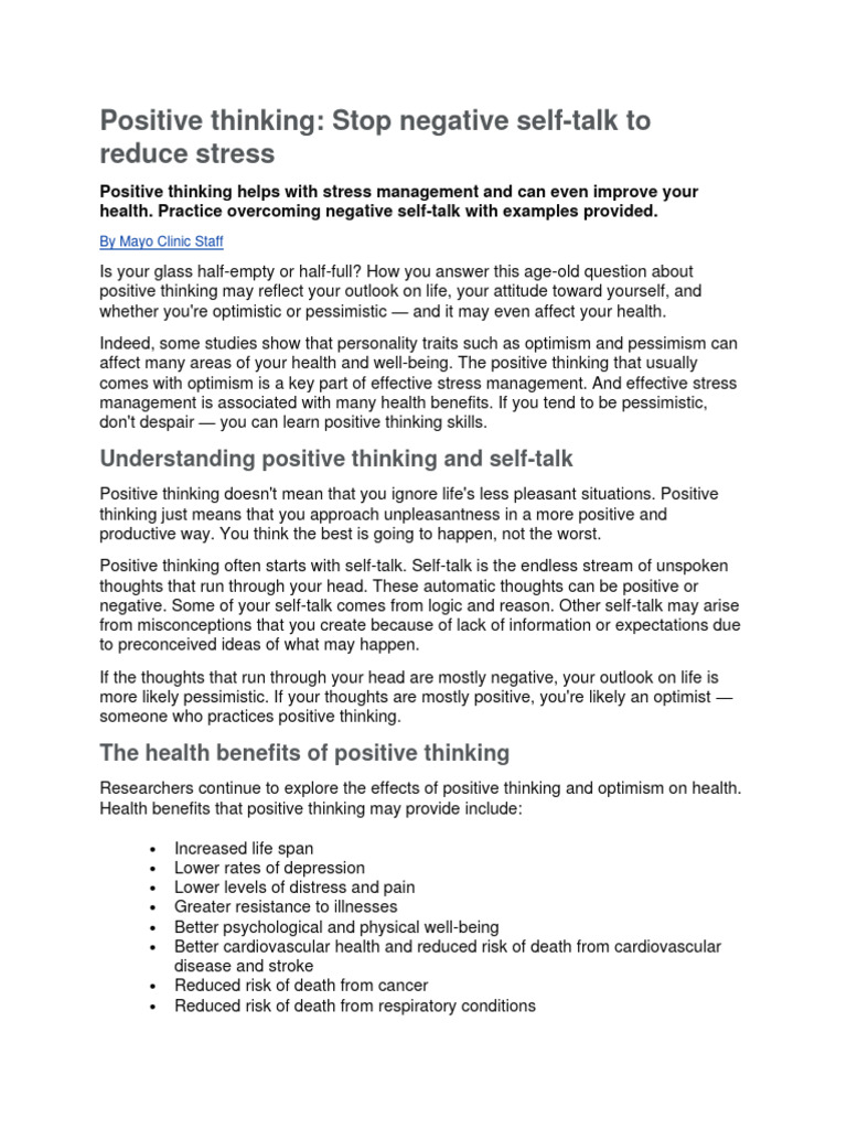 Positive Thinking | PDF | Optimism | Thought