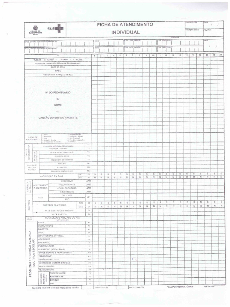 Ficha de Atendimento Individual - Recebida | PDF Ficha de Atendimento Individual - Recebida | PDF