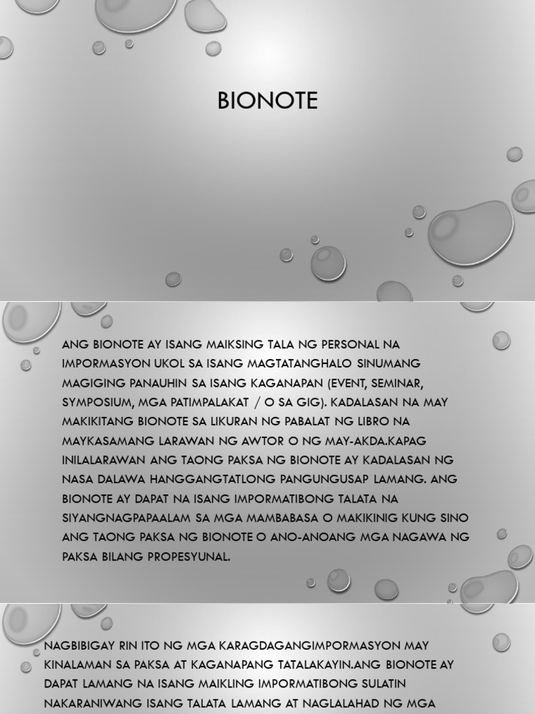 Bionote | PDF