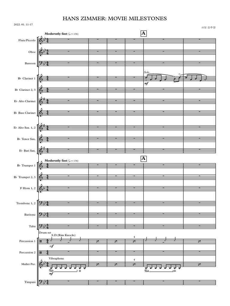 Hans Zimmer Movie Milestones - Score and Parts_(1) 2 | PDF