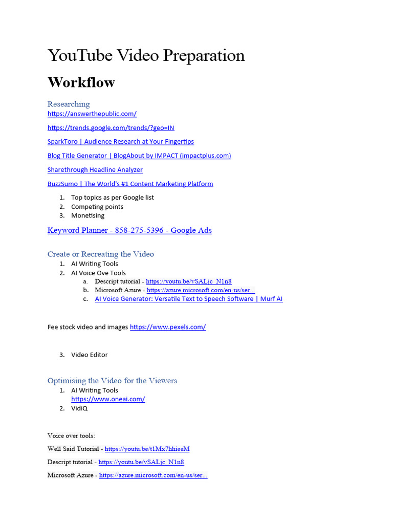 YouTube Content Creation Tools | PDF | Artificial Intelligence | Intelligence (AI) & Semantics