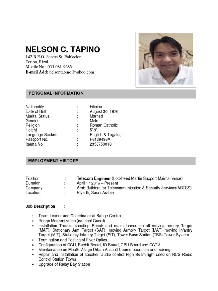Telecom & QC Engineer Profile | PDF | Inventory | Forklift