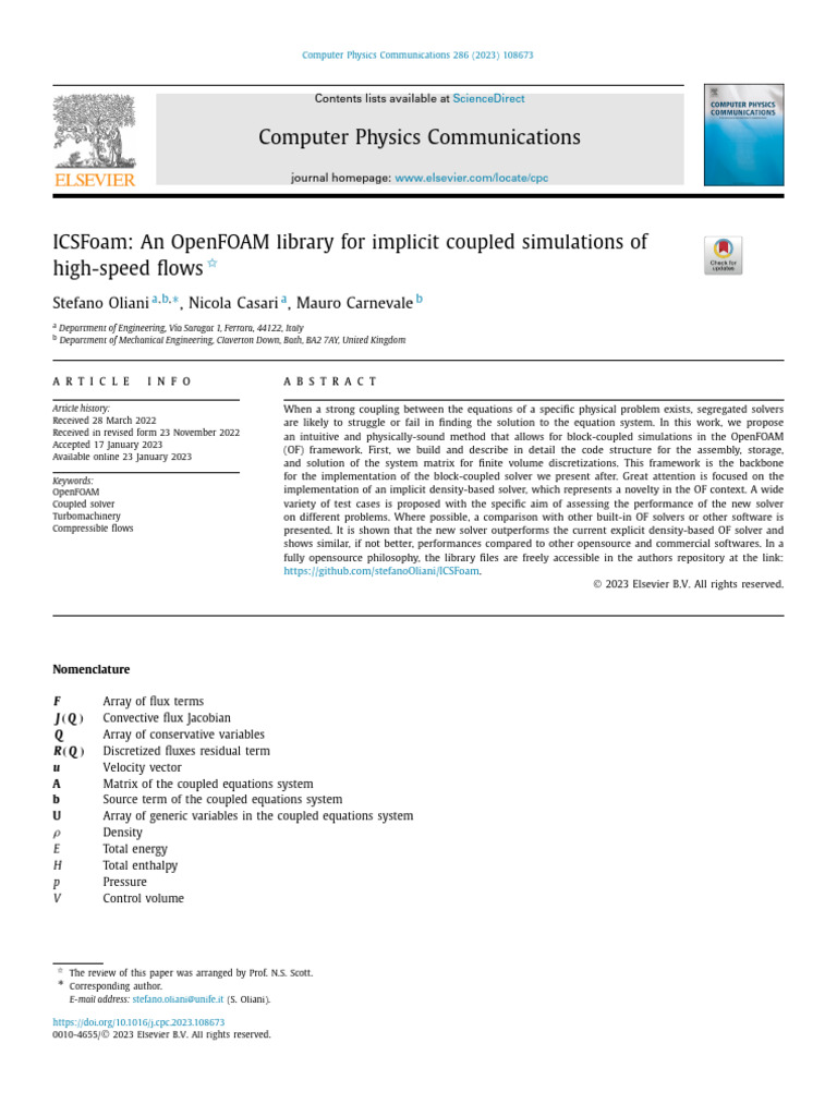 2023, Article, ICSFOAM An OpenFOAM Library For Implicit Coupled Simulations of A High Speed ...