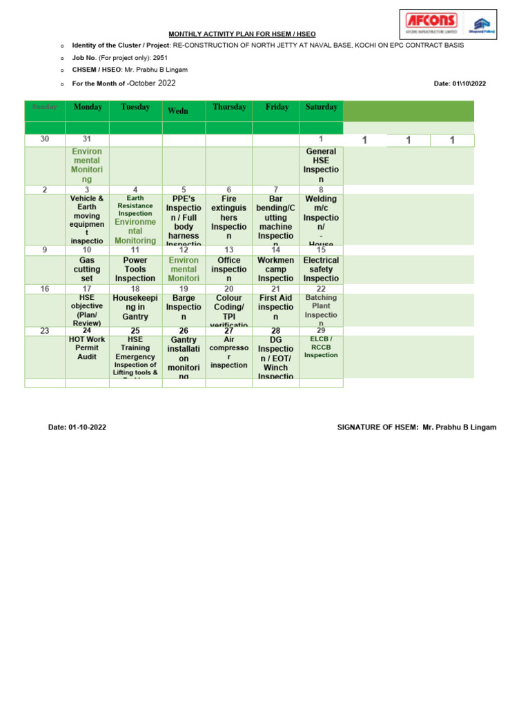 Monthly Activity Plan - October 2022 | Download Free PDF | Business Process