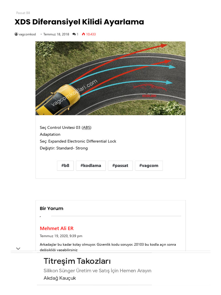 XDS Diferansiyel Kilidi Ayarlama - VagCom Kodları | PDF