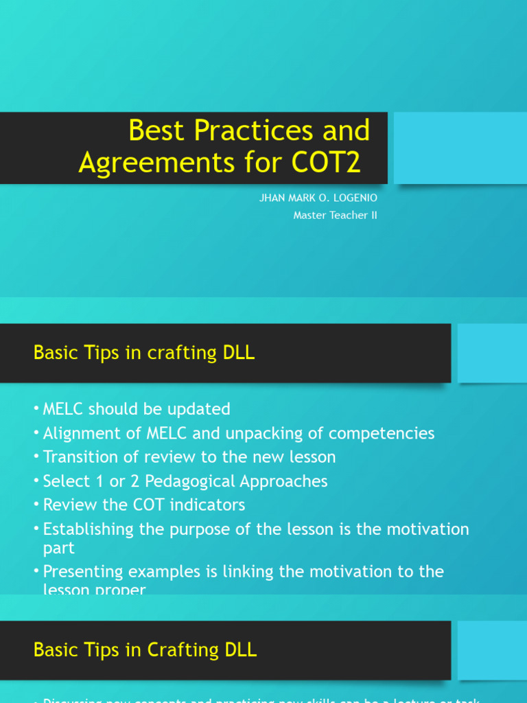 Best Practices and Agreements For COT2 | PDF