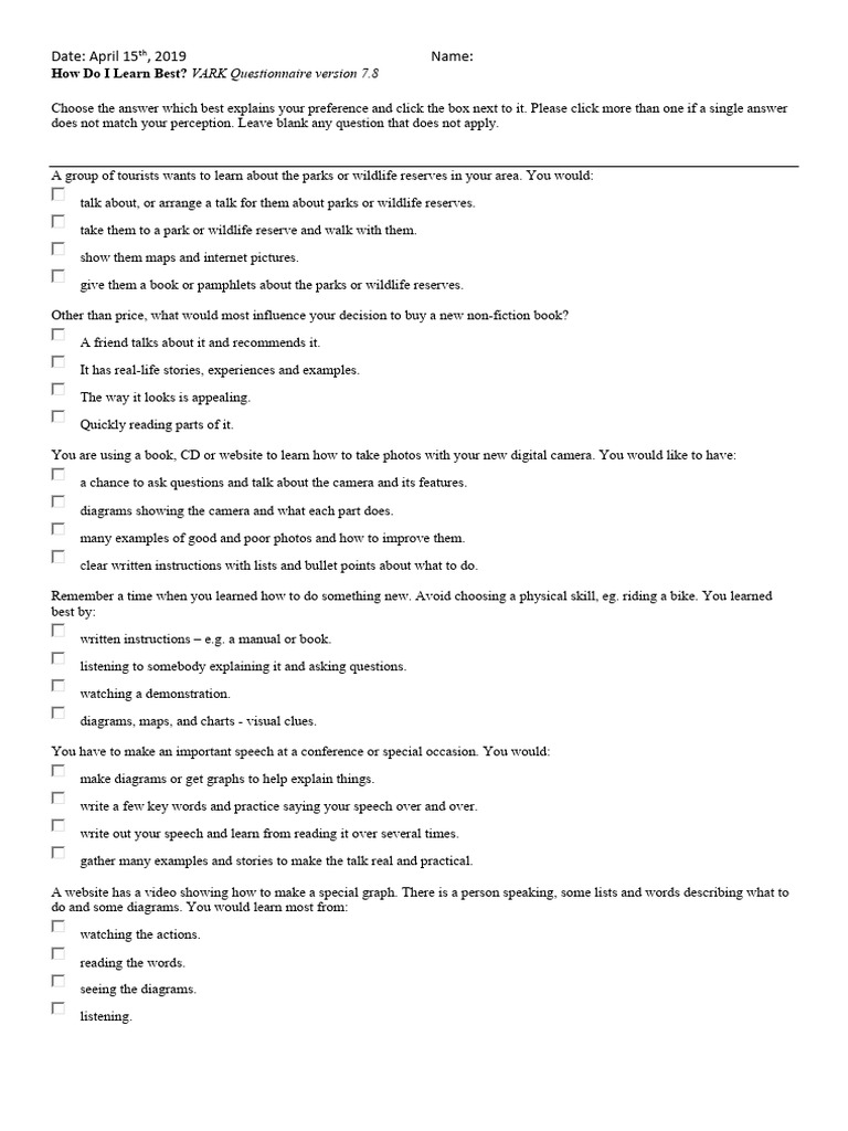 Learning Style Pdf Learning Styles Books