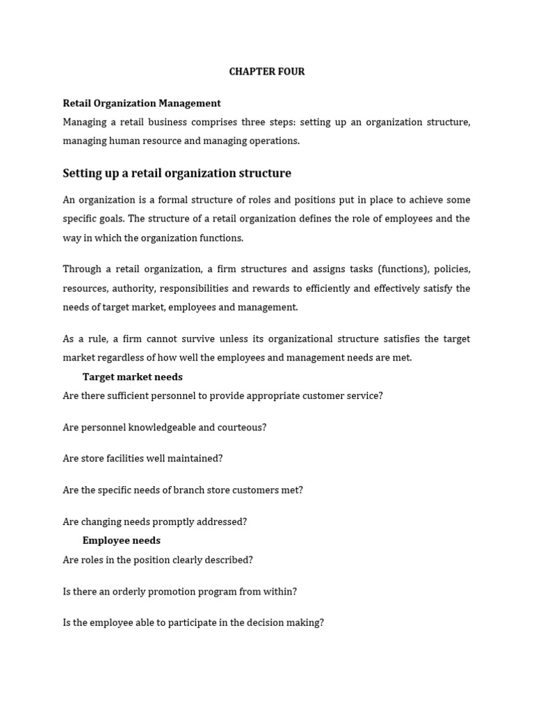 Chapter Four | PDF | Retail | Employment