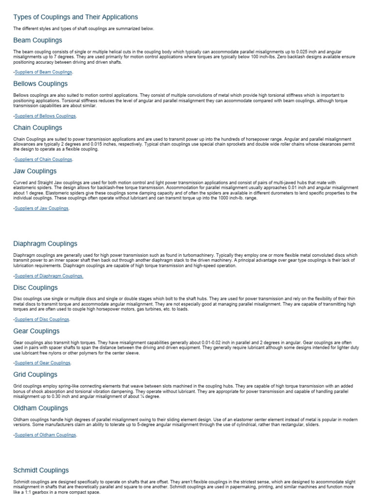 Types of Couplings and Their Applications | PDF | Manufactured Goods ...