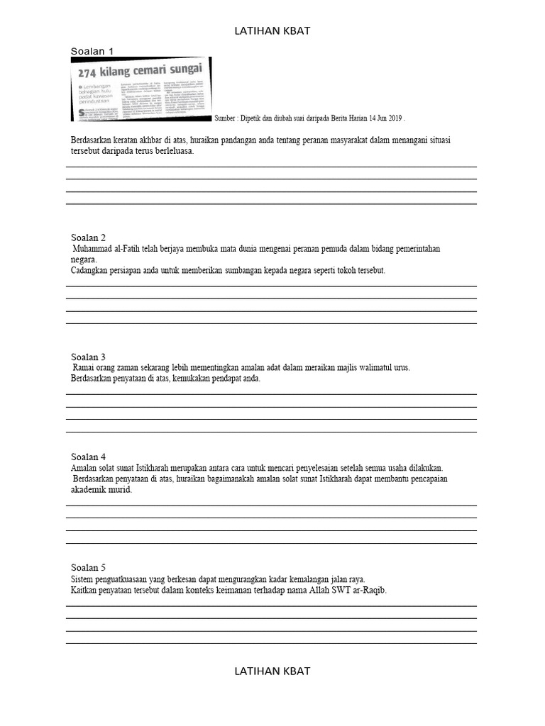 Latihan Kbat | PDF