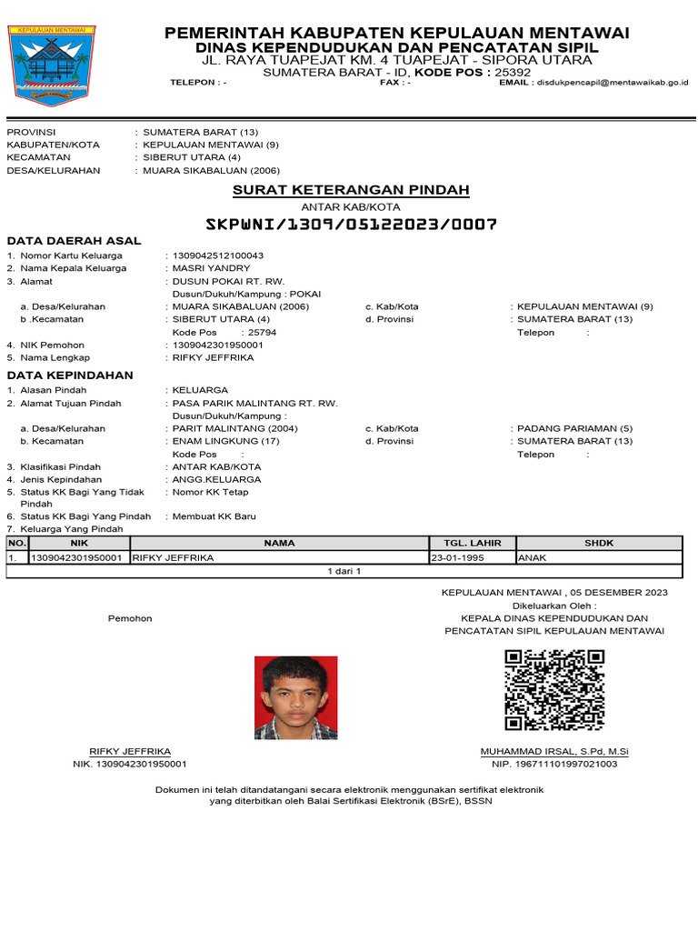 Surat Pindah Rifki | PDF