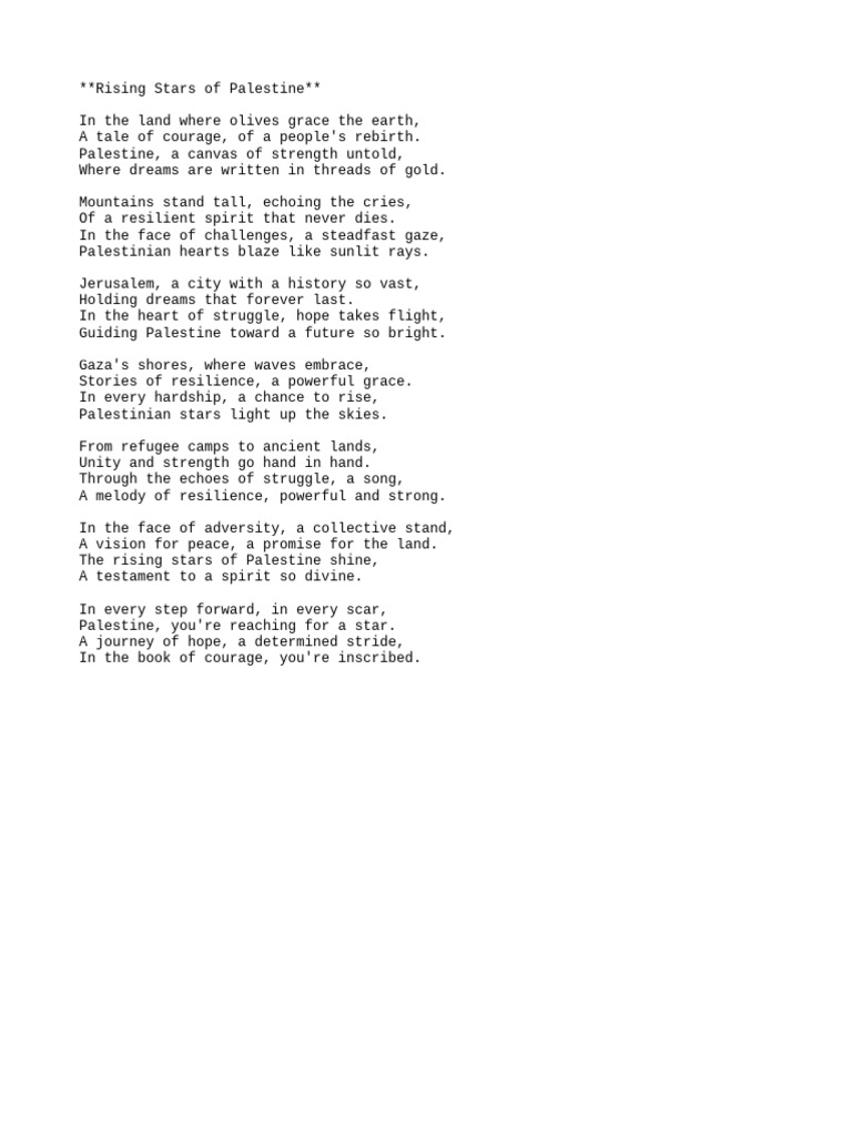 pOEM ON pALESTINIANS | PDF | History