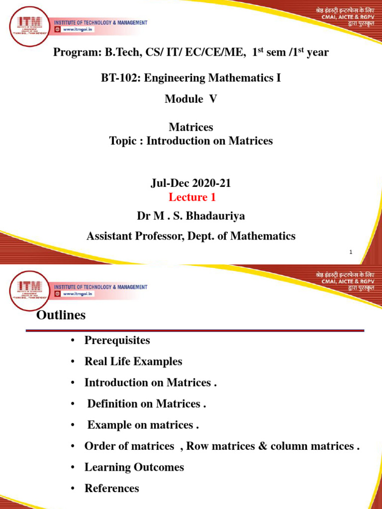 Matrices Basics | Download Free PDF | Matrix (Mathematics) | Mathematical Analysis