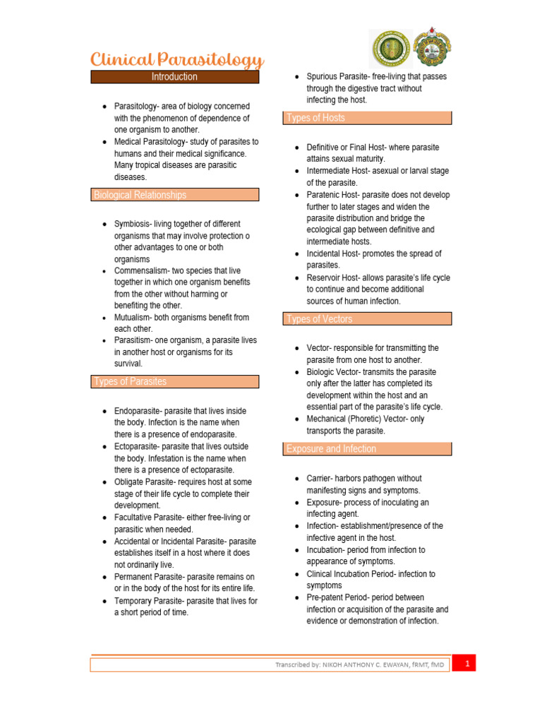 Clinical Parasitology Transes | PDF | Parasitism | Plasmodium