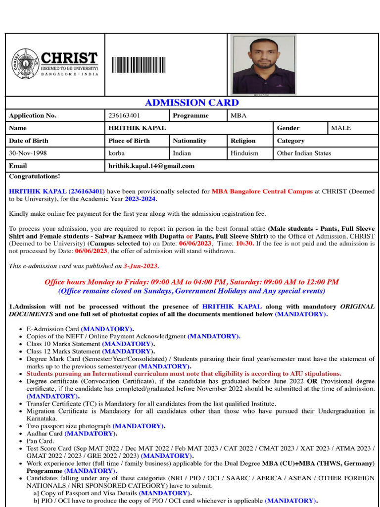 Admission Status | PDF