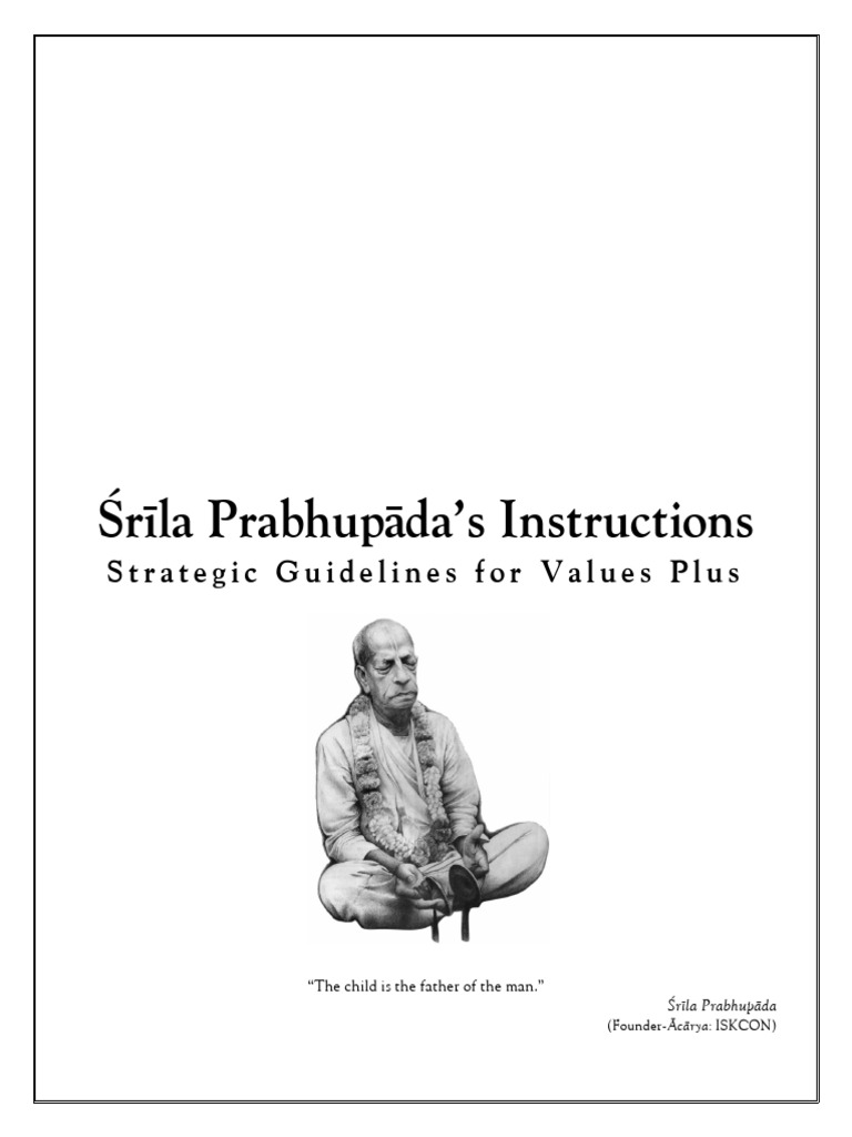 Srila Prabhupada's Instructions - Strategic Guidelines For Values Plus ...