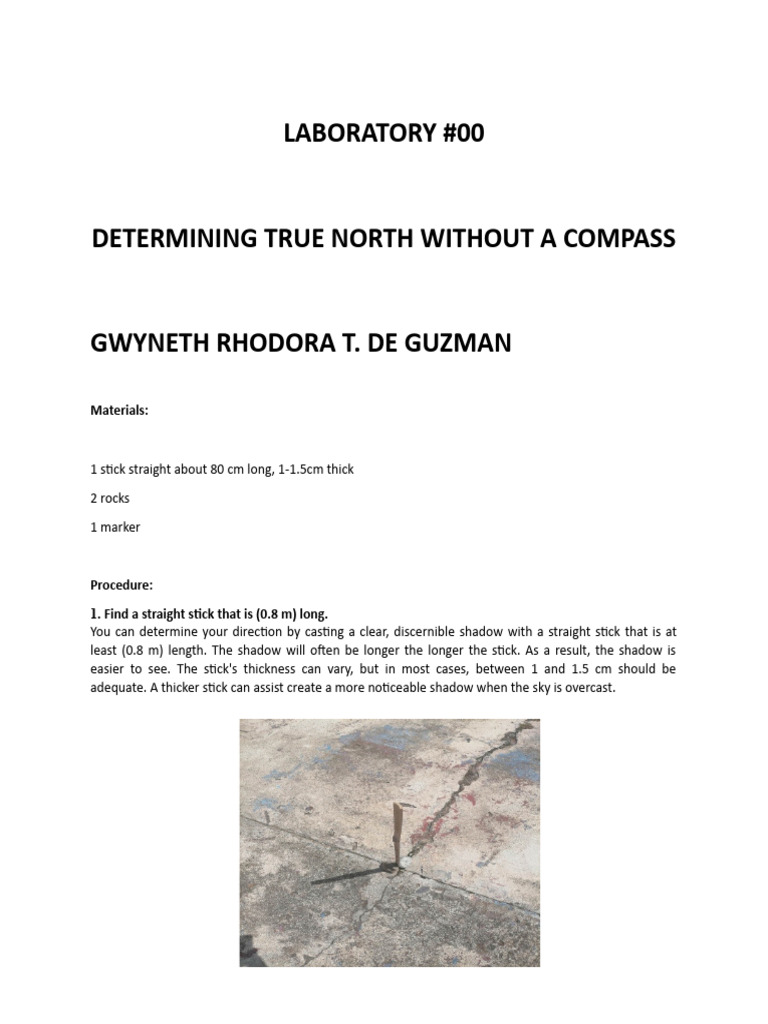 lab 00 surveying | PDF | Shadow | Compass