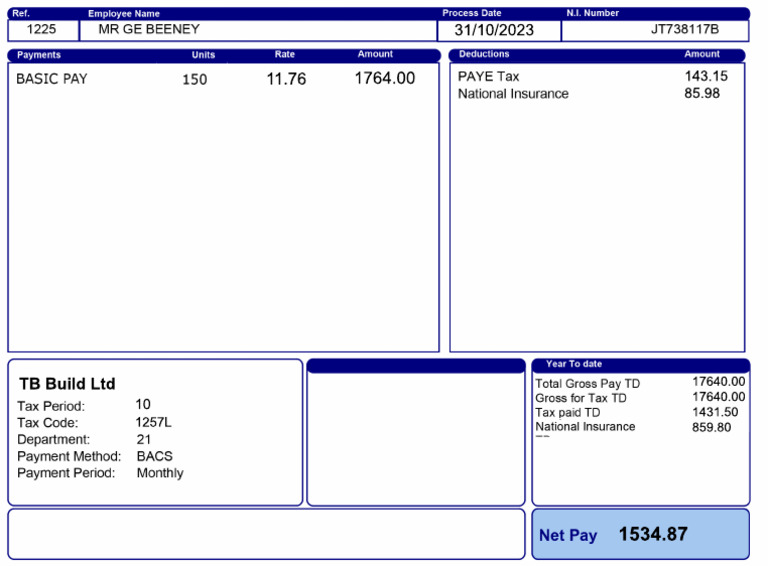 Payslip For Tax Month - 10, Tax Year - 2023-2024 | PDF