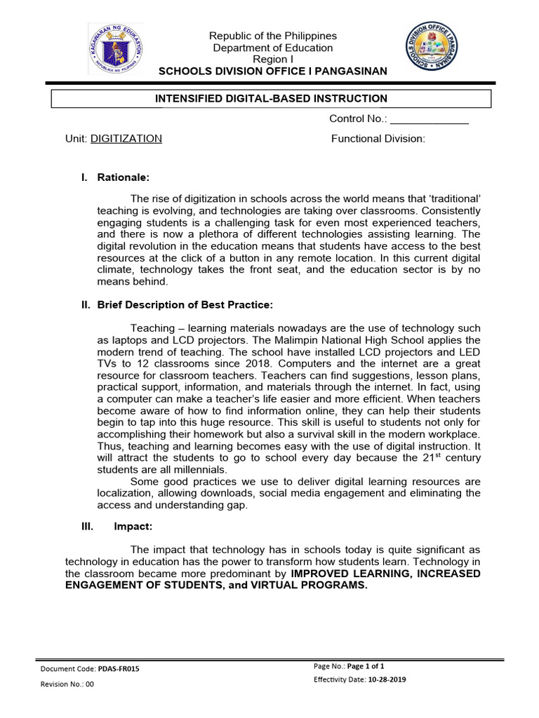 Best Practices - Digitization | PDF | Teachers | Internet