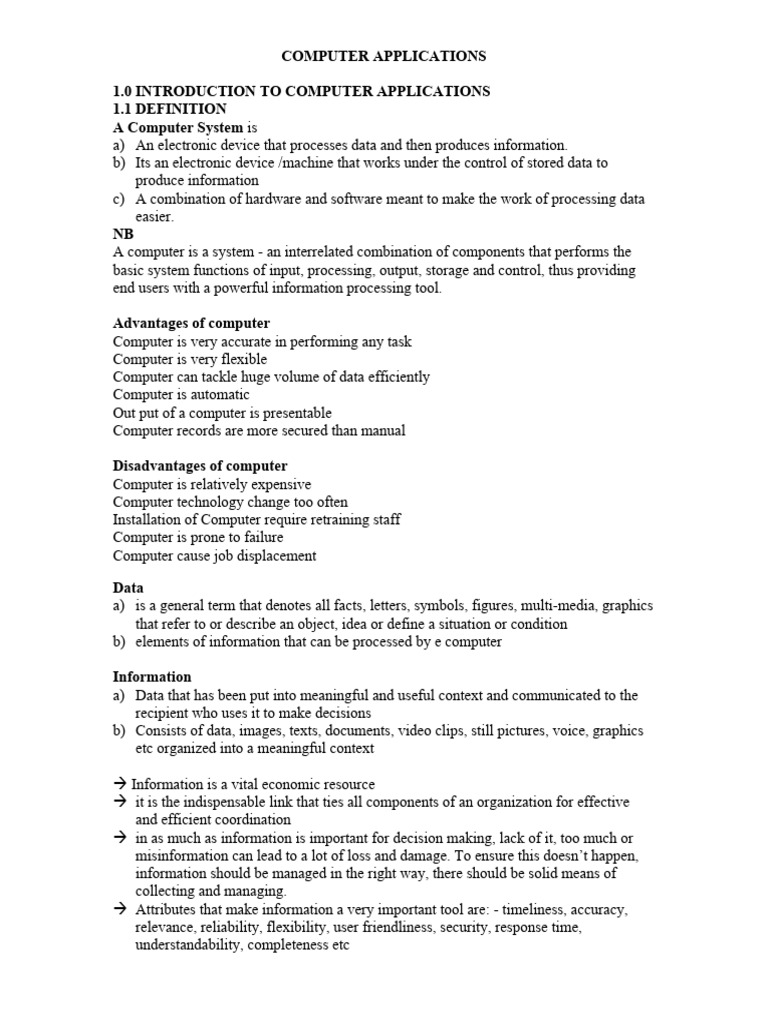 Computer Applications-1-1 | PDF | Operating System | Computer Data Storage