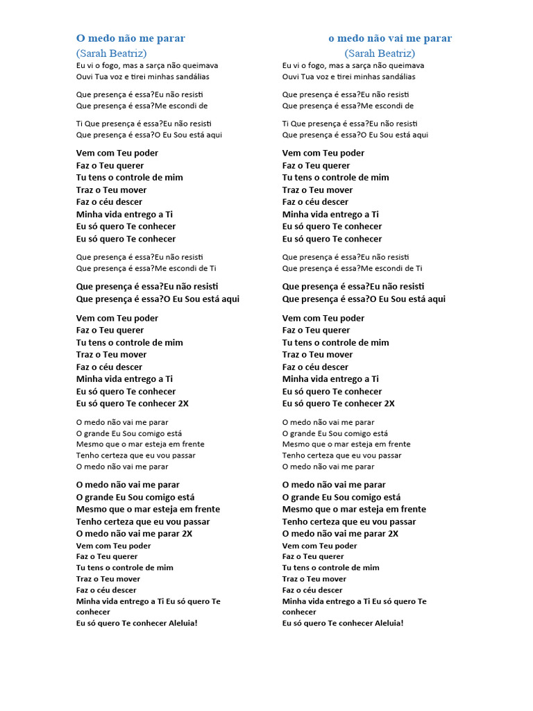O Medo Não Vai Me Parar | PDF