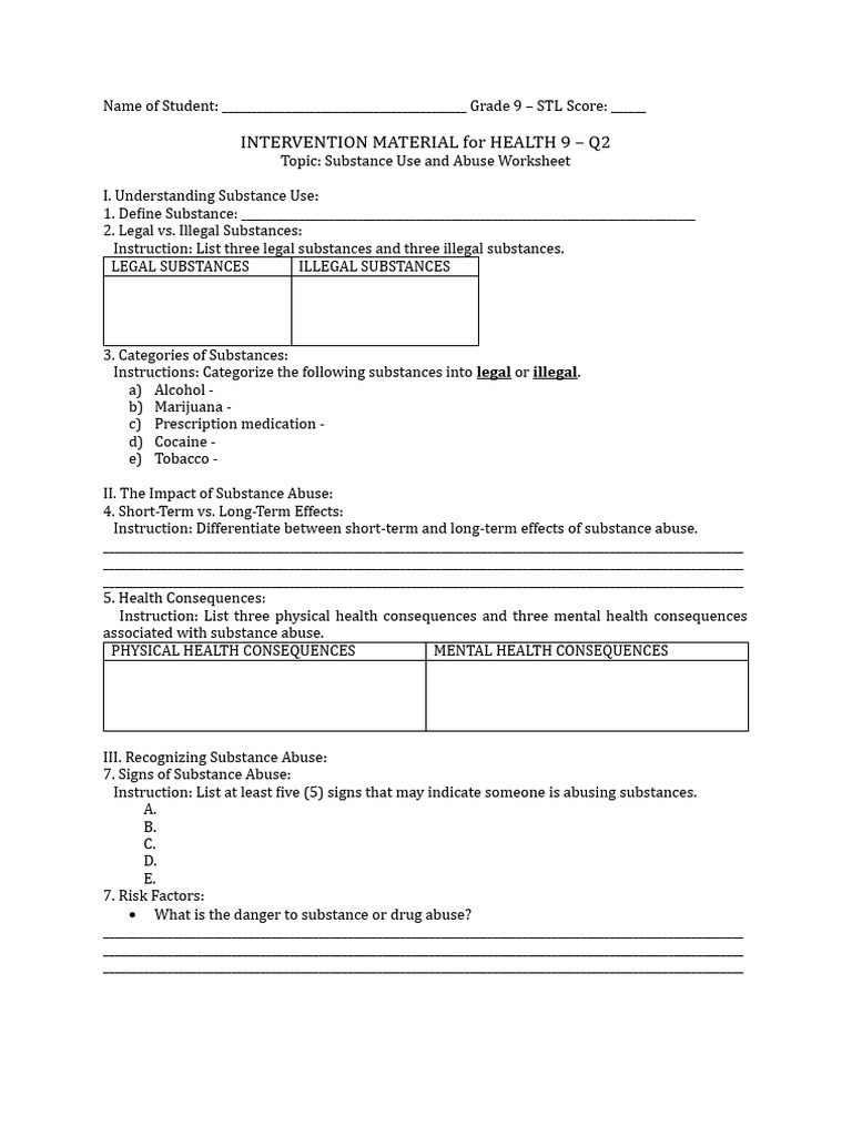 Substance Abuse Intervention Quiz | PDF | Substance Abuse ...
