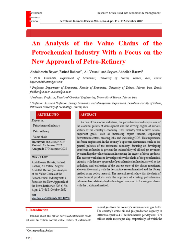 An Analysis of The Value Chains of The Petrochemical Industry With A ...