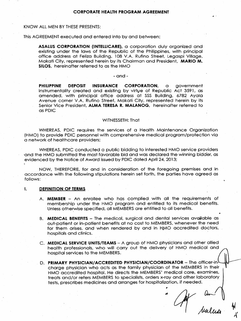 Health Program Agreement-Asalus | PDF