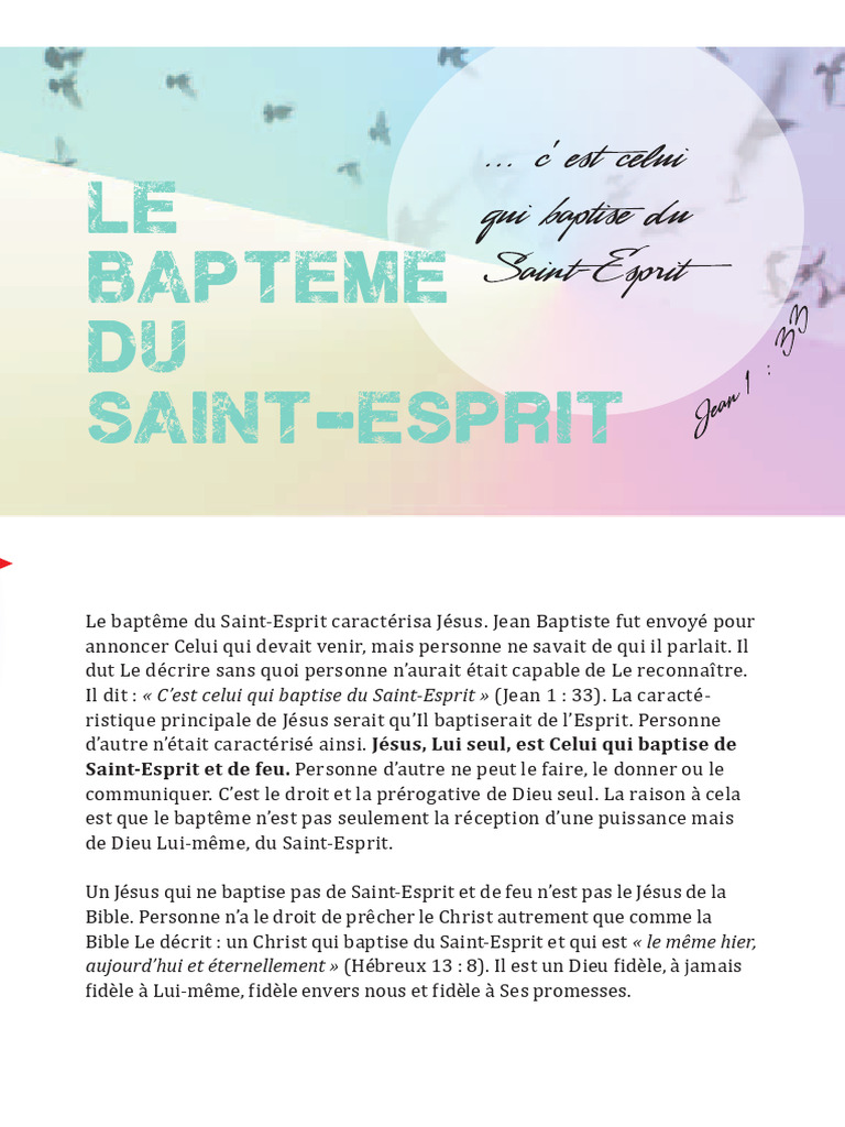 Le Baptême du Saint-Esprit et Jésus | PDF | Saint-Esprit | Baptisme