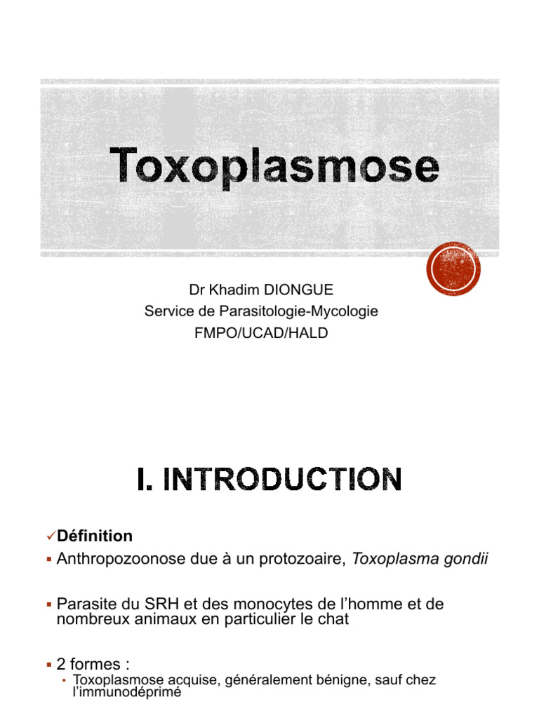 Toxoplasmose chez l'homme : définitions et enjeux | PDF | Spécialités ...