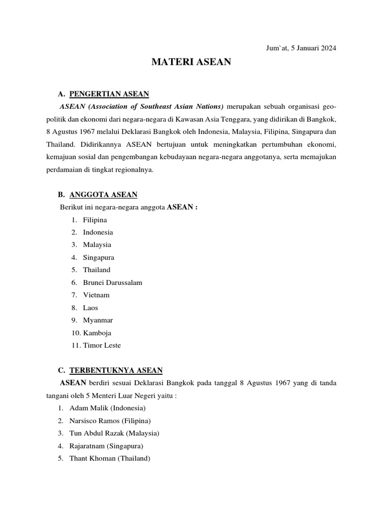 Materi ASEAN-1 | PDF | Politik | Ilmu Sosial