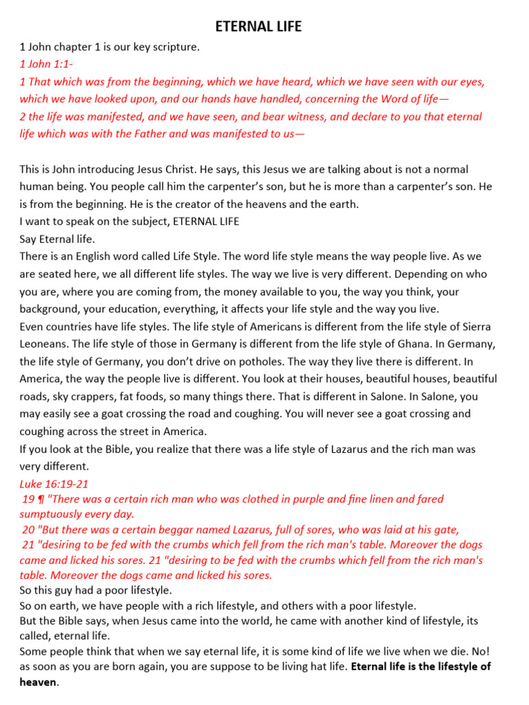Eternal Life | PDF | Religious Belief And Doctrine | Theology