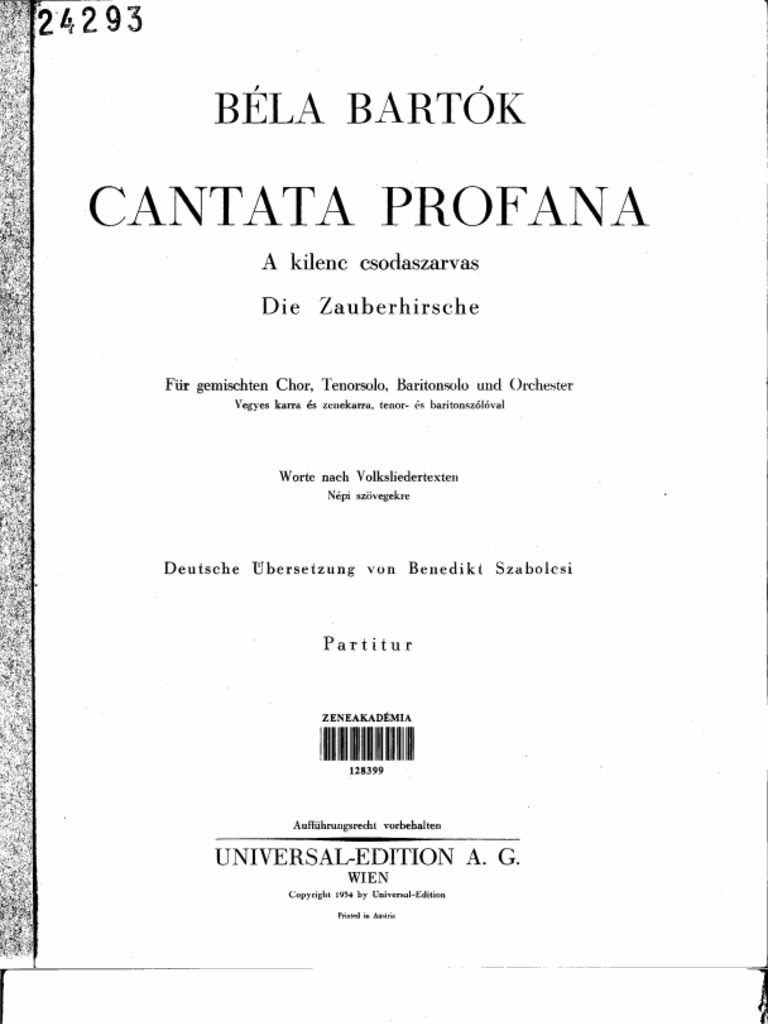 Bartók - Cantata Profana Partitura | PDF