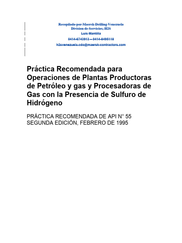 Practica Recomendada No 55R2 de API 2d Edic Feb 1995 | PDF | Residuos ...