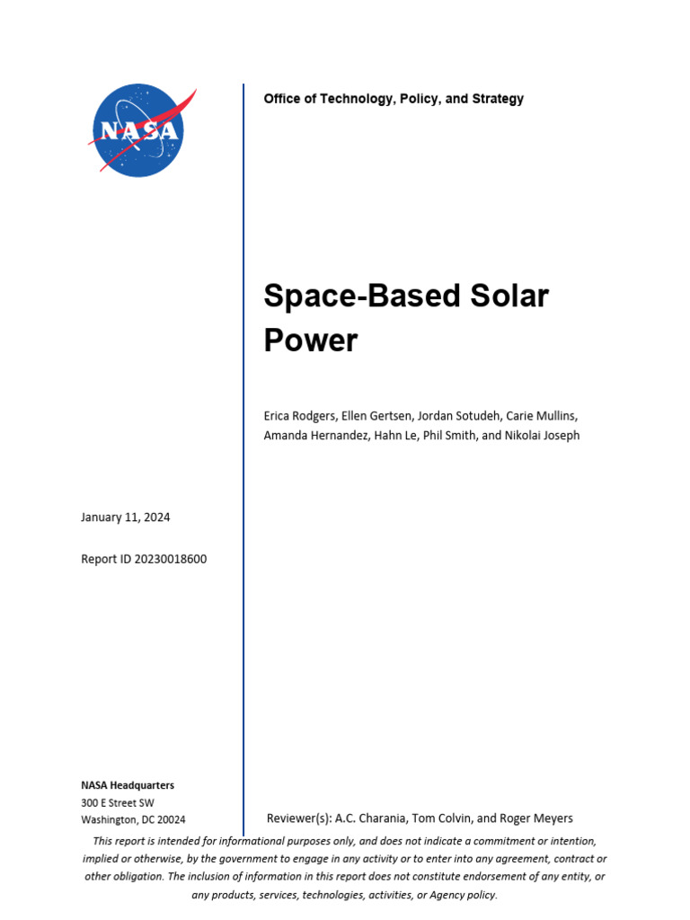 Space-Based Solar Power | PDF | Life Cycle Assessment | Nasa