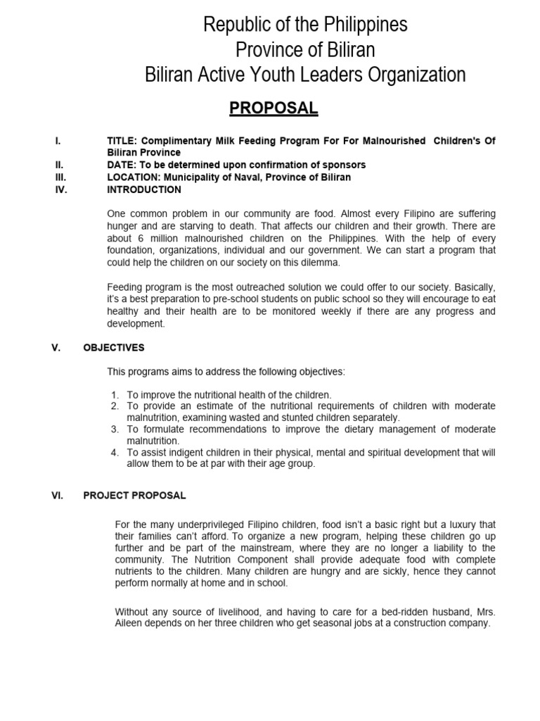 Proposal | PDF | Malnutrition | Nutrition
