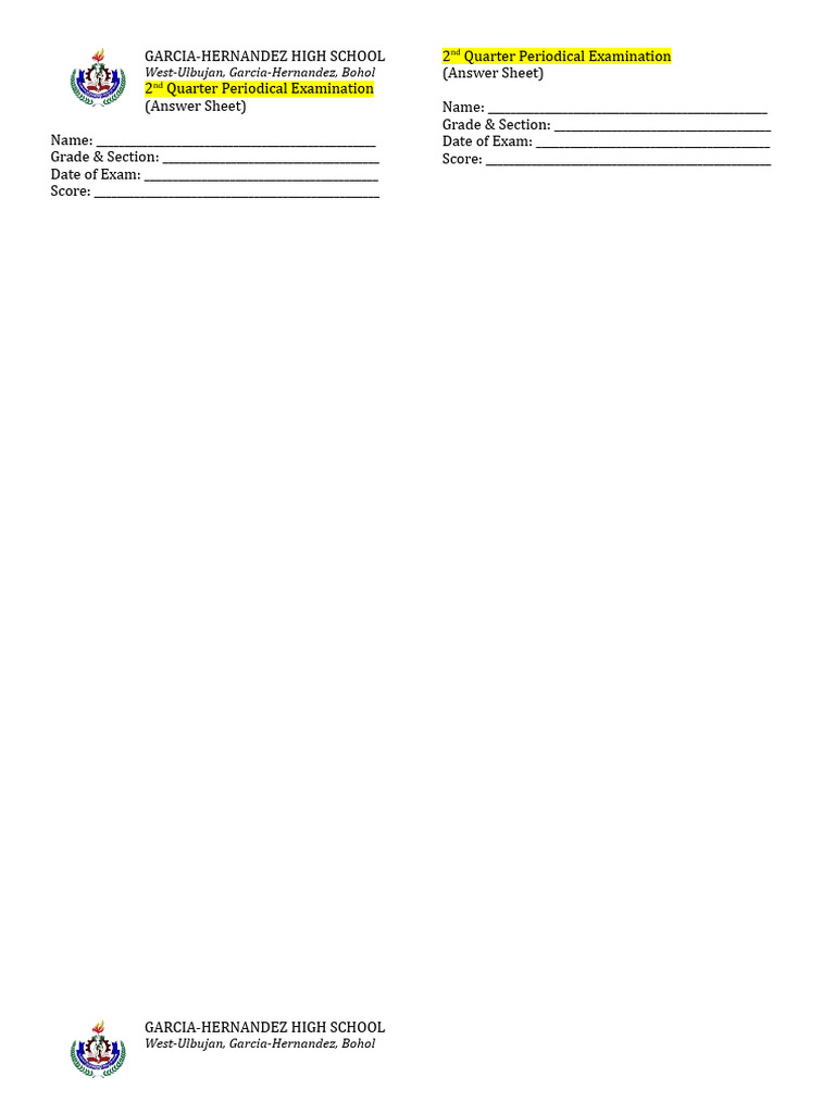 Answer Sheet-Science 8 | PDF