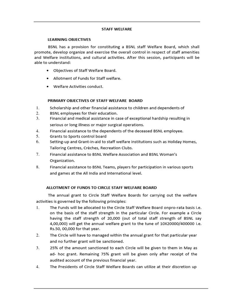 Ch18. STAFF WELFARE | PDF | Academic Degree | Welfare