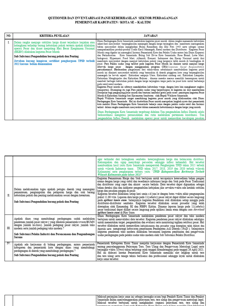Quitioner Dan Inventarisasi Panji Keberhasilan 2022- 11 | PDF