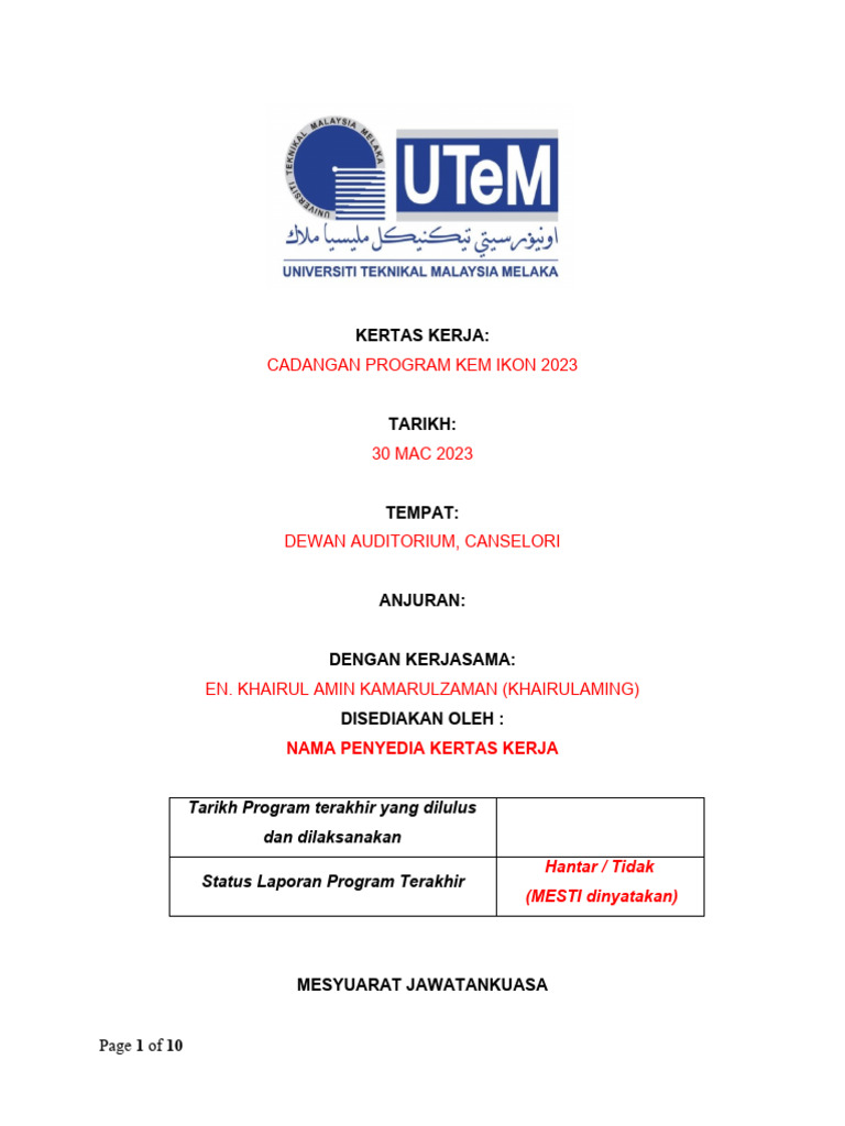 Program Kem Ikon 2023 di Melaka | PDF