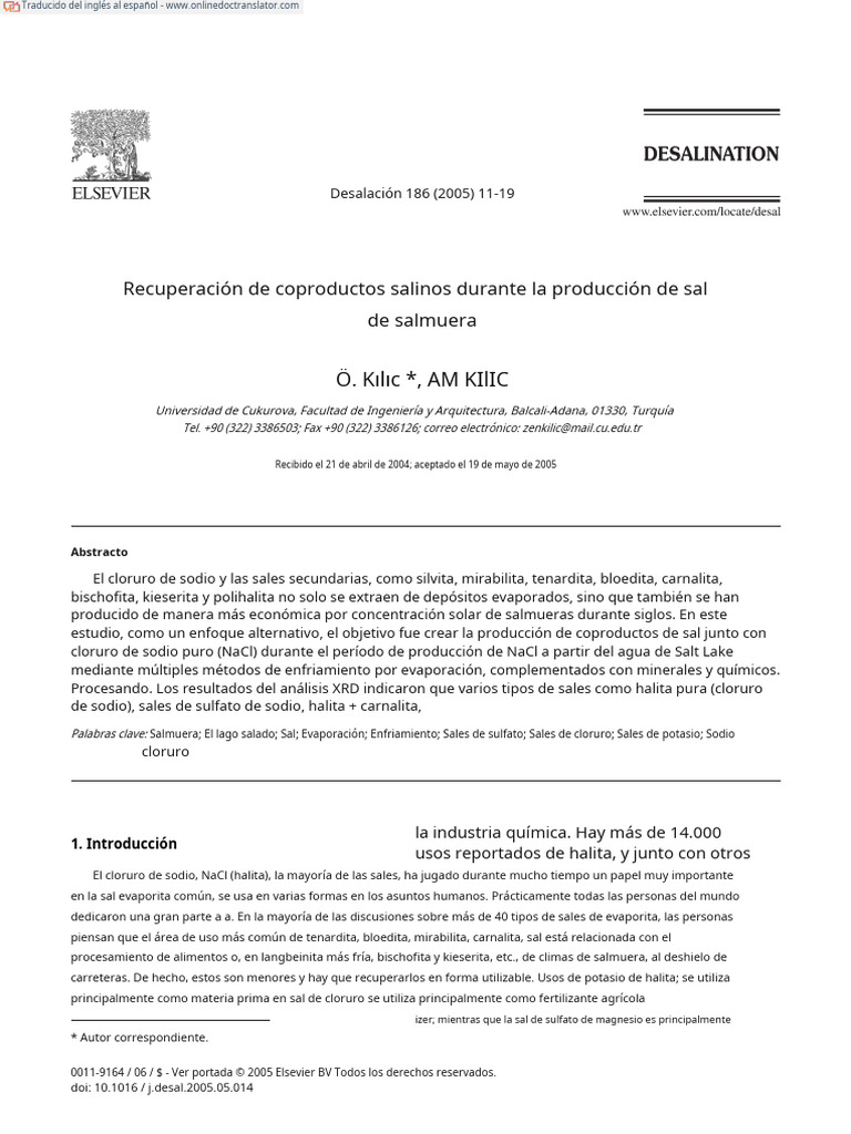 Recovery of Salt Co-Products During The Salt Production From Brine - En ...
